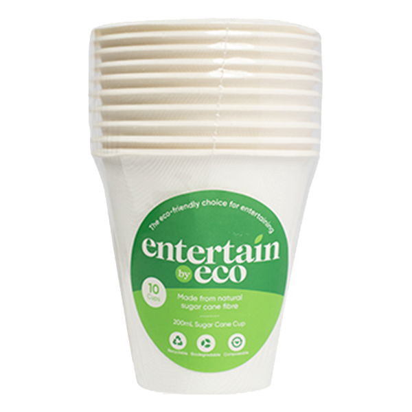Entertain By Eco Sugar Cane Cup 200ml 10 Pack – Feed Me by Drakes